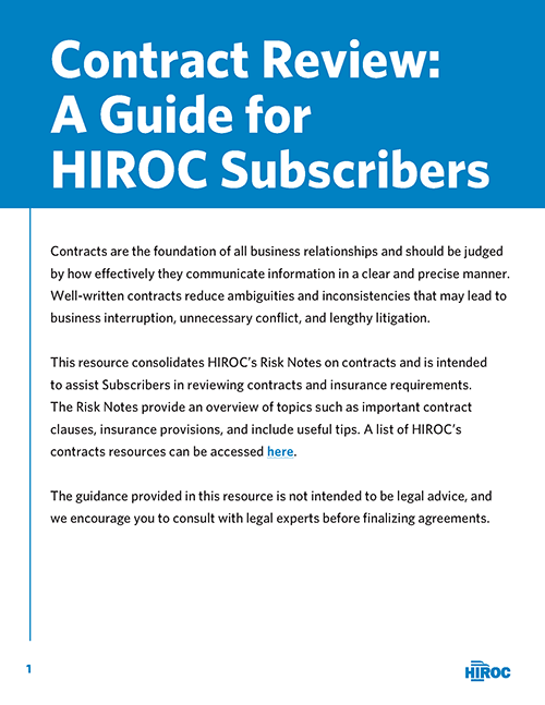 Contract Review: A Guide for HIROC Subscribers | Healthcare Insurance ...